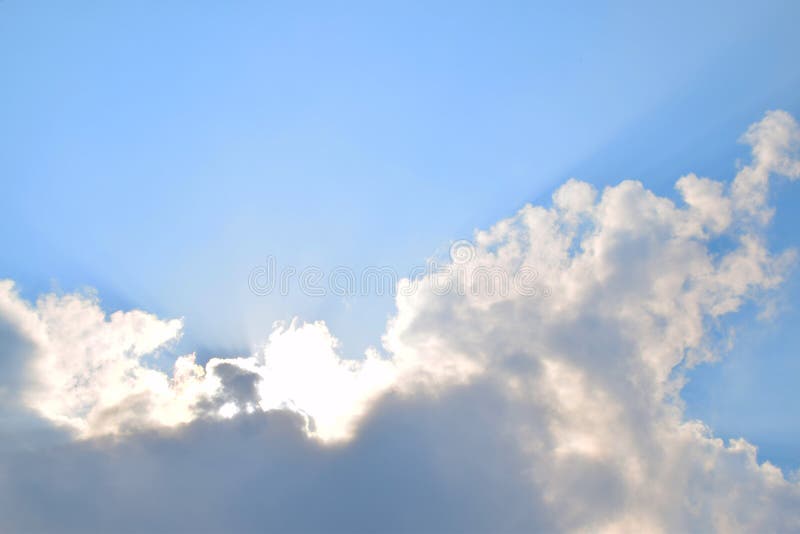 Natural Soft Clouds Pattern and Sunshine Ray on Blue Sky Background ...