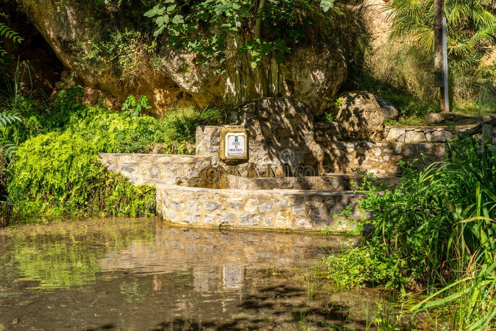 Natural Source of Spring Water in Forest Flowing from a Stone Fountain ...