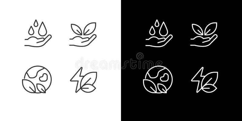 Natural Sources Protection Pixel Perfect Linear Icons Set for Dark ...