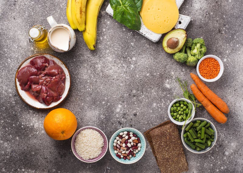 Natural Sources of Vitamin B9 Stock Photo - Image of banana, folic ...