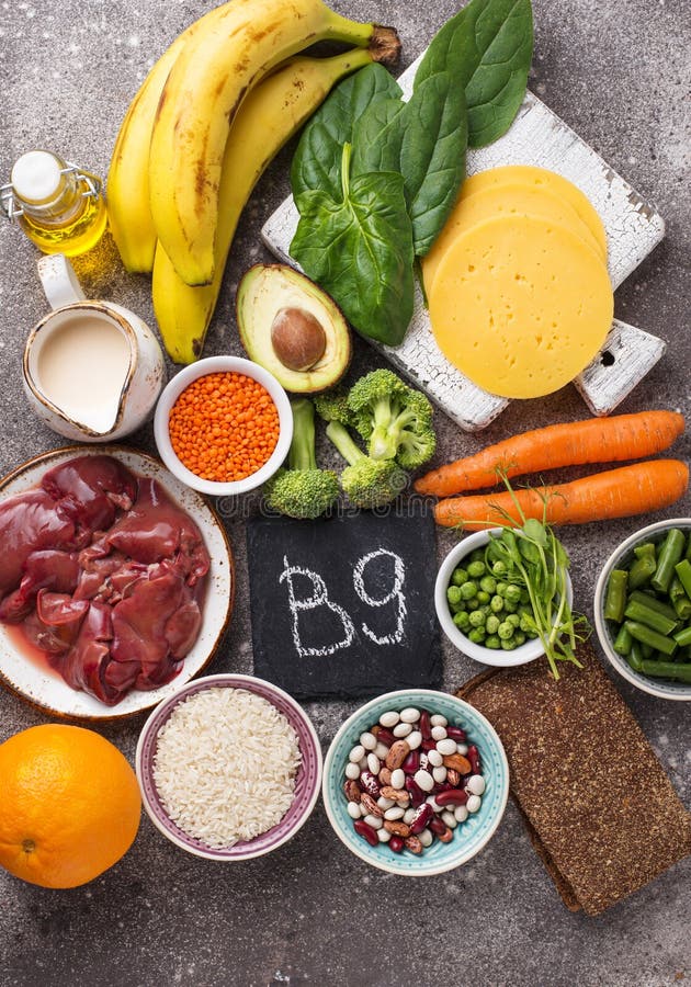 Natural Sources of Vitamin B9 Stock Photo - Image of nutrition, natural ...