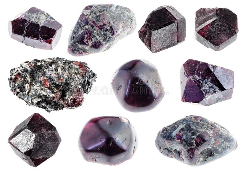 Natural Specimens of Uncut Almandine Rocks Cutout Stock Photo - Image ...