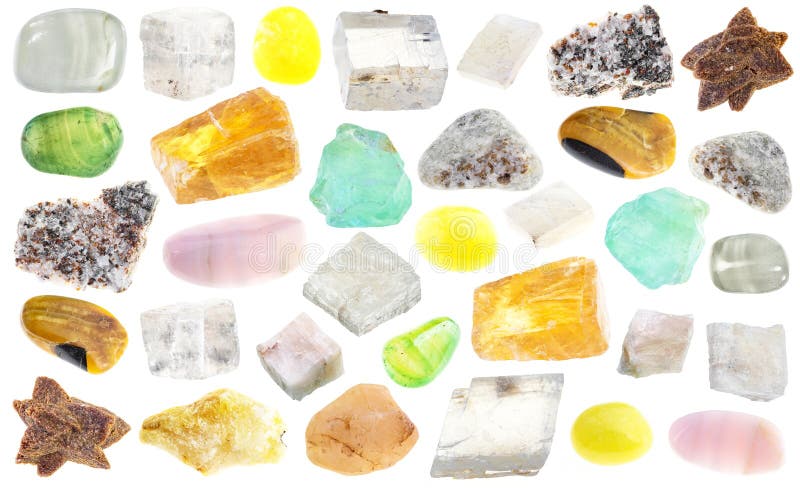 Natural Specimens of Uncut Calcite Rocks Cutout Stock Photo - Image of ...