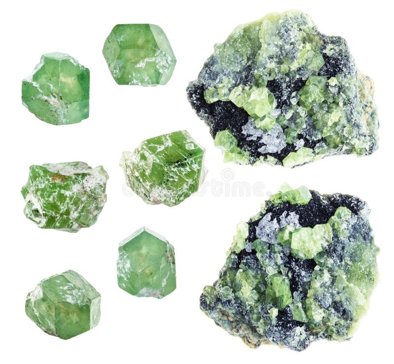 Natural Specimens of Uncut Demantoid Rocks Cutout Stock Photo - Image ...