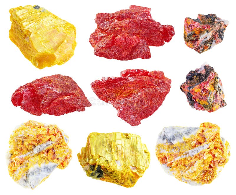 Natural Specimens of Uncut Realgar Rocks Cutout Stock Photo - Image of ...