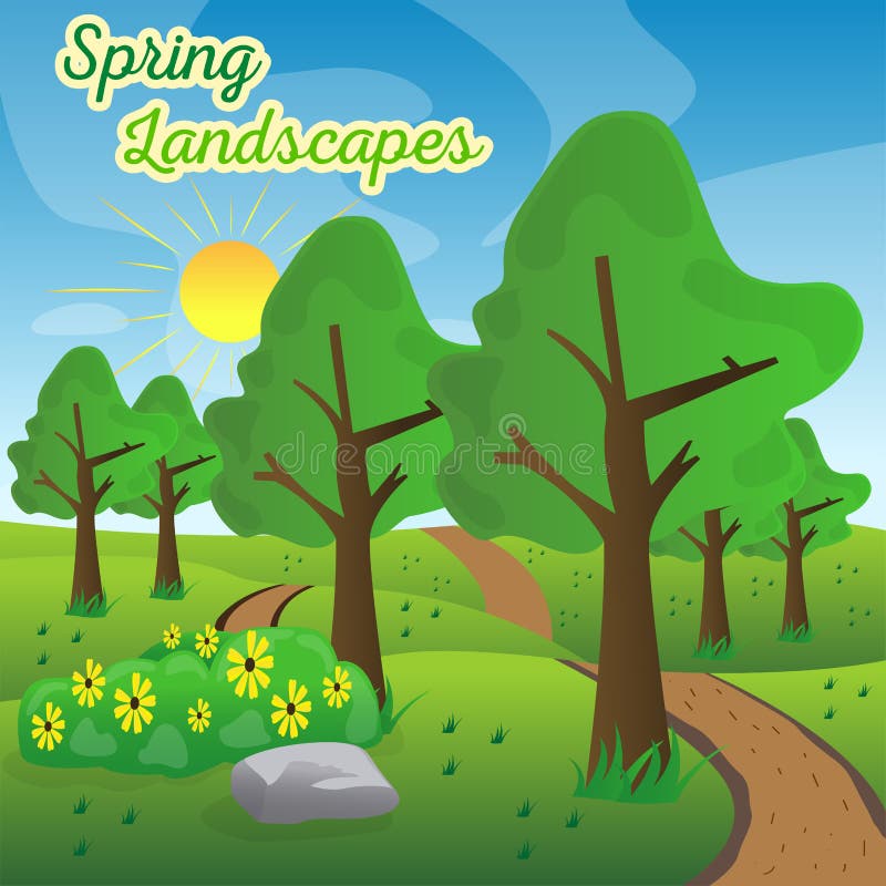 Natural spring landscape stock vector. Illustration of nature - 173621892