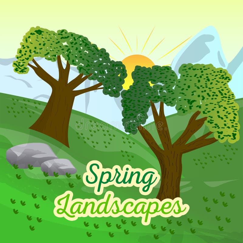 Natural spring landscape stock vector. Illustration of flora - 173621939