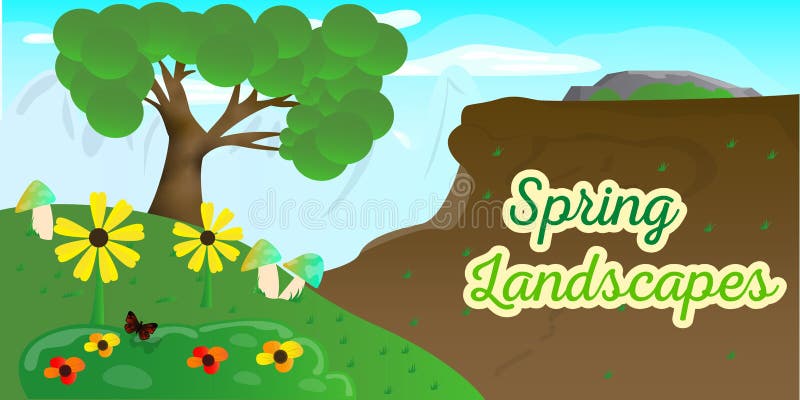 Natural spring landscape stock vector. Illustration of field - 173646474