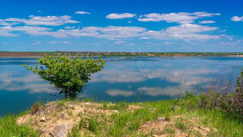 Natural Spring Landscape of the Steppe on the Shore of the Khadzhibey ...