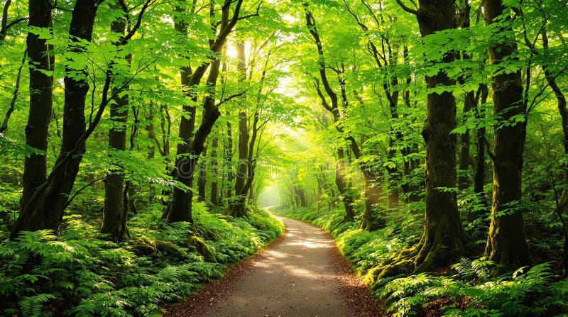 Natural Spring Walkway in a Beech Forest Stock Illustration ...