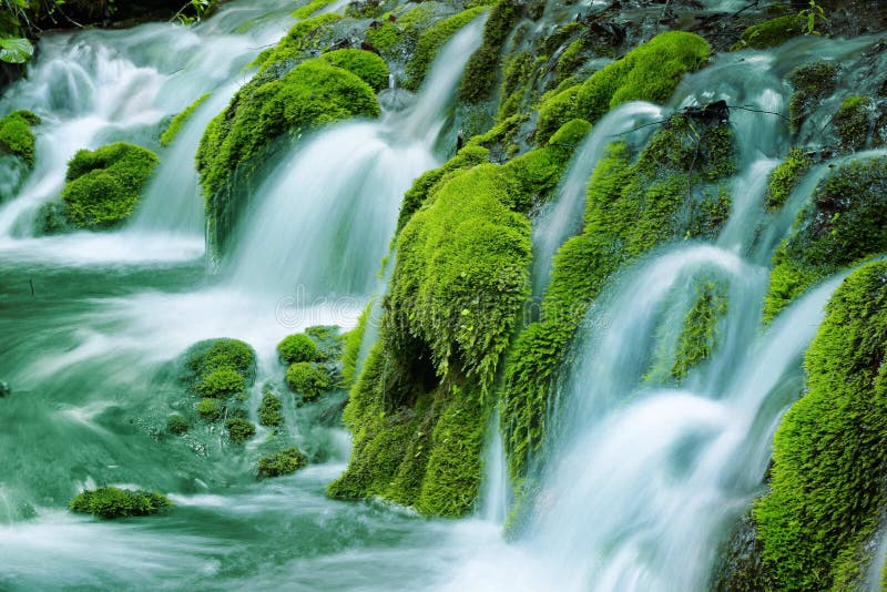 Spring waterfall stock image. Image of foliage, valley - 1009799