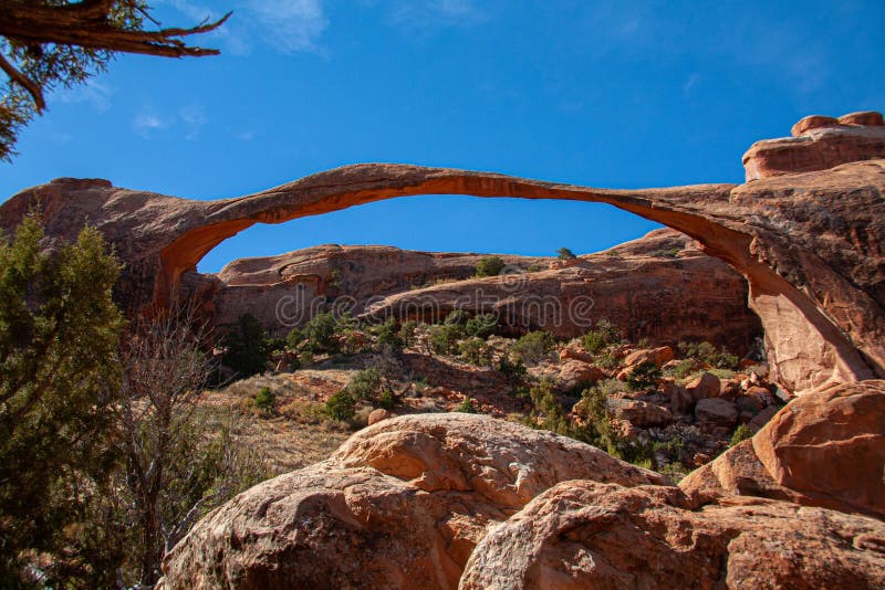 Natural Stone Arches before the Blue Sky in the National Park of Utah ...