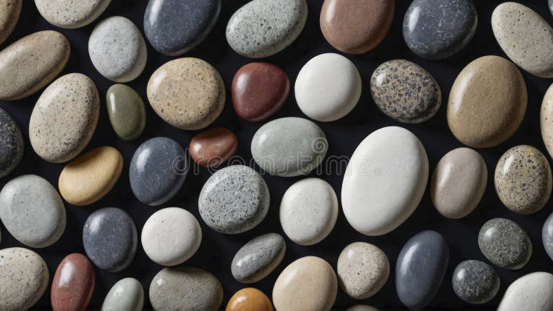 Natural Stone Background. Multicolored Polished Pebbles are Tightly ...