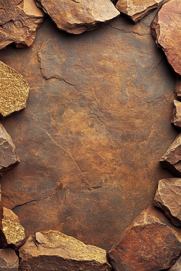Natural Stone Background, Shale Frame, Brown Rock Texture. Geology ...