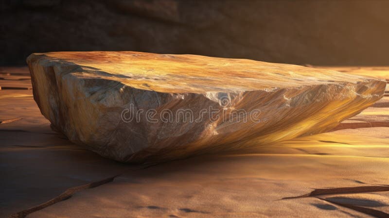 Natural Stone on a Black Background with Reflection. Horizontal Photo ...
