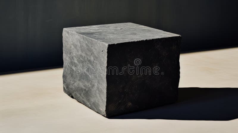 Natural Stone Block Casting Shadows in Warm Daylight in a Minimalist ...
