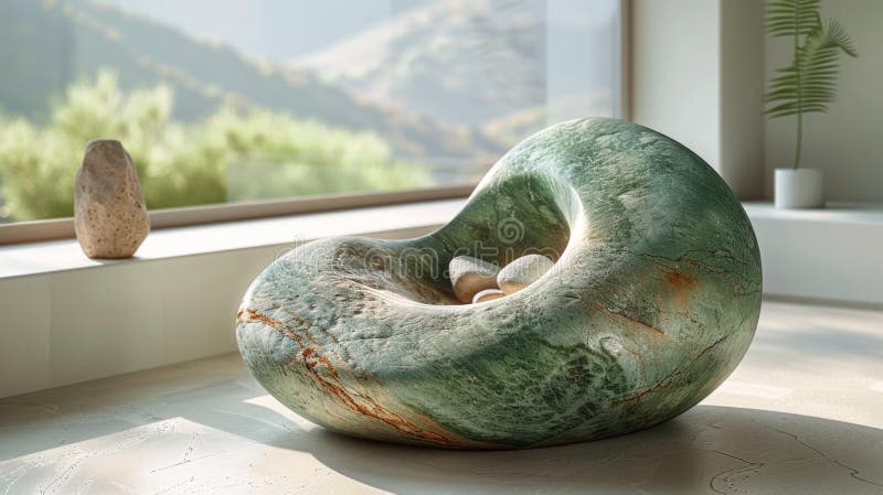 Natural Stone Chair in a Minimalistic Interior - Generative Ai Stock ...