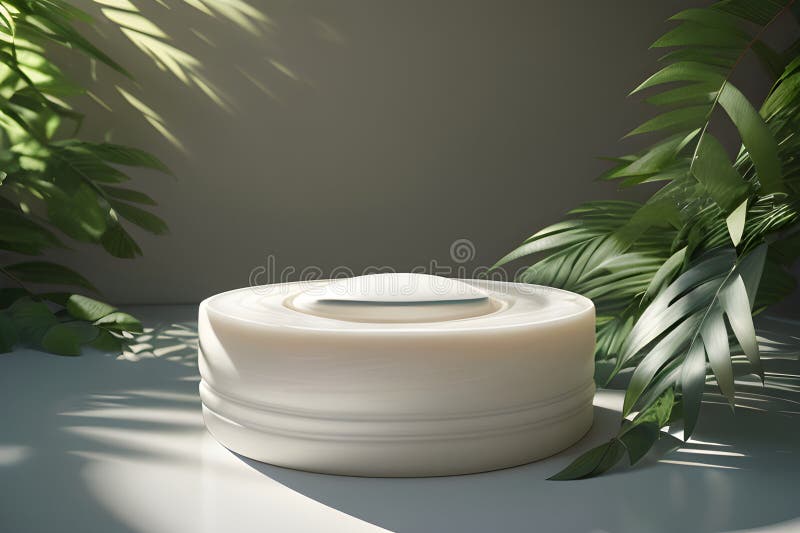 Natural Stone and Concrete Podium Product Display in Nature Green ... Natural Stone and Concrete Podium Product Display in Nature Green ...