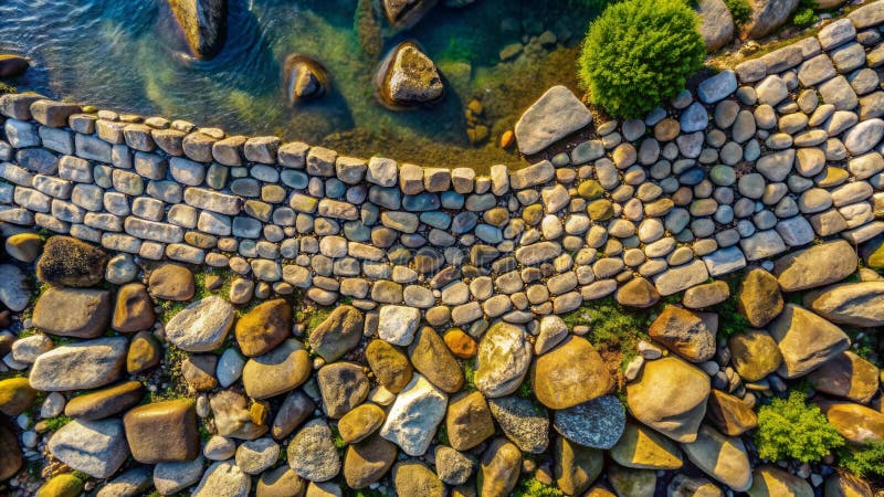 A Natural Stone Fort Angular River Rocks Assemble a Dynamic Textured ...
