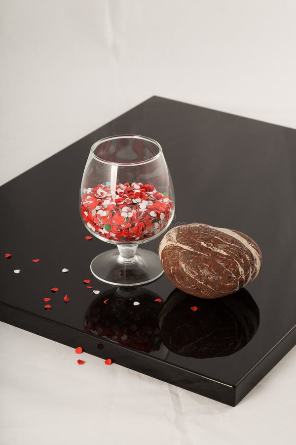 Natural Stone and a Glass on the Varnished Coating, the Reflection of ...