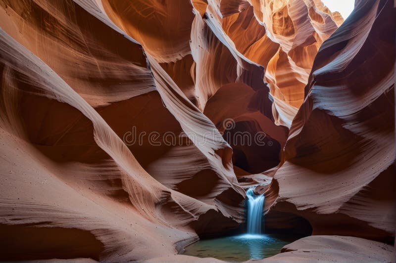 Natural Stone Mountain with Small Water Fall Stock Illustration ...