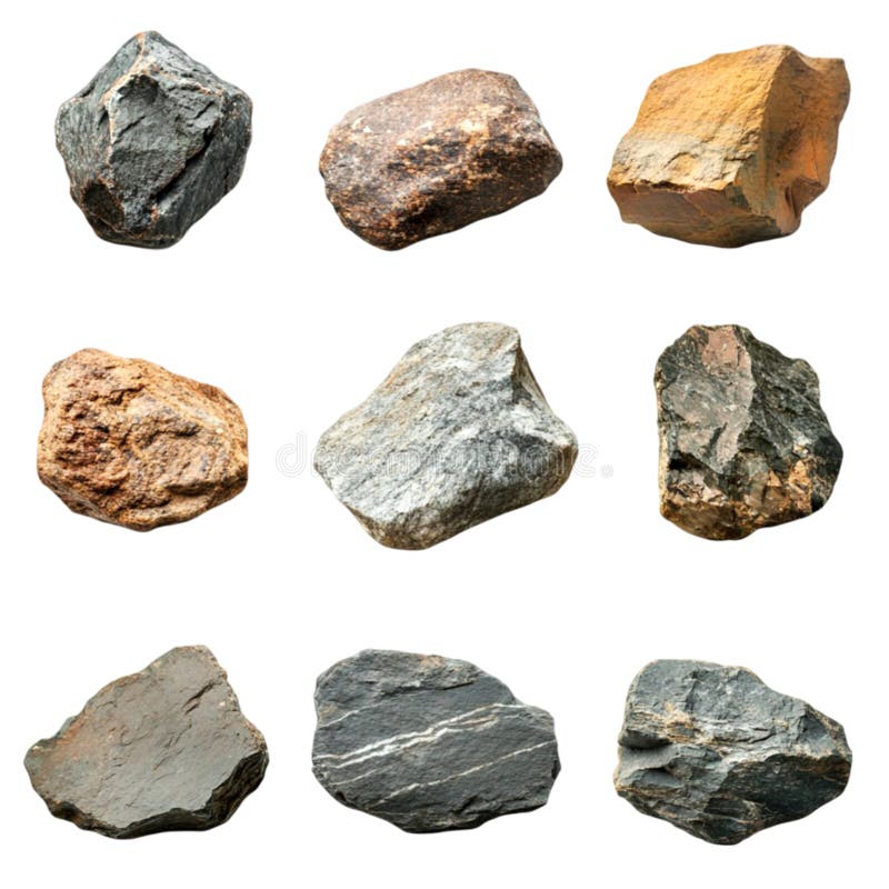 Natural Stone Rocks Collection Grey Brown Texture Set Hard Rough Solid ...