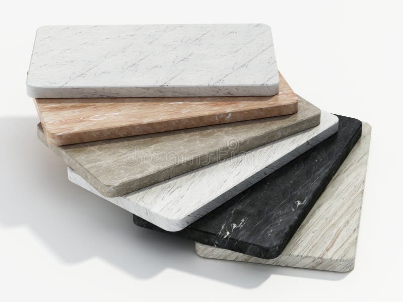 Natural Stone Samples with Various Texture Options. 3D Illustration ...