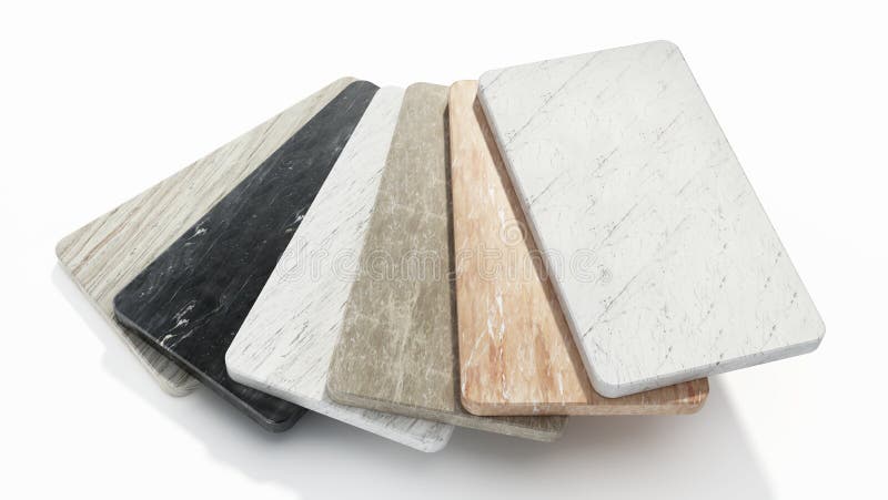 Natural Stone Samples with Various Texture Options. 3D Illustration ...