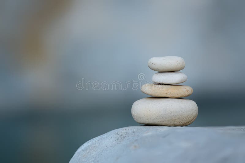 Natural Stone Stack on Smooth Surface by Water Stock Photo - Image of ...