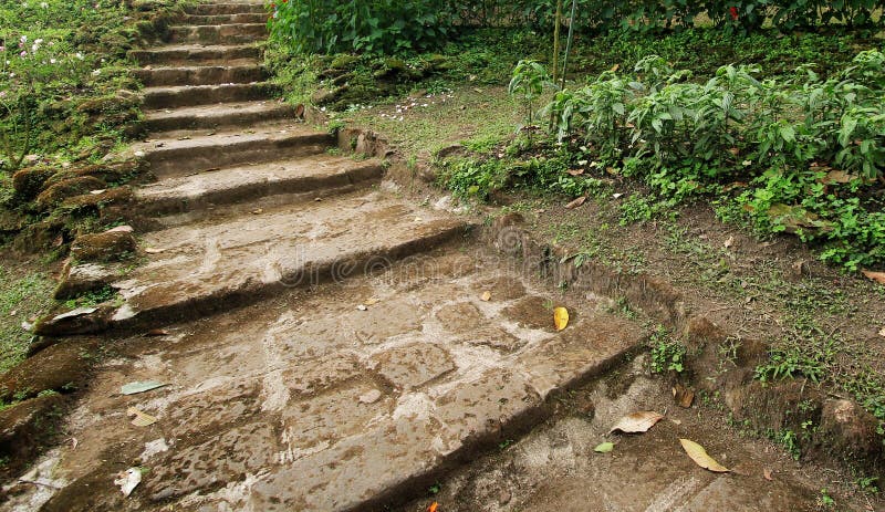 Natural Stone Stairs Landscaping Stock Image - Image of flower, garden ...