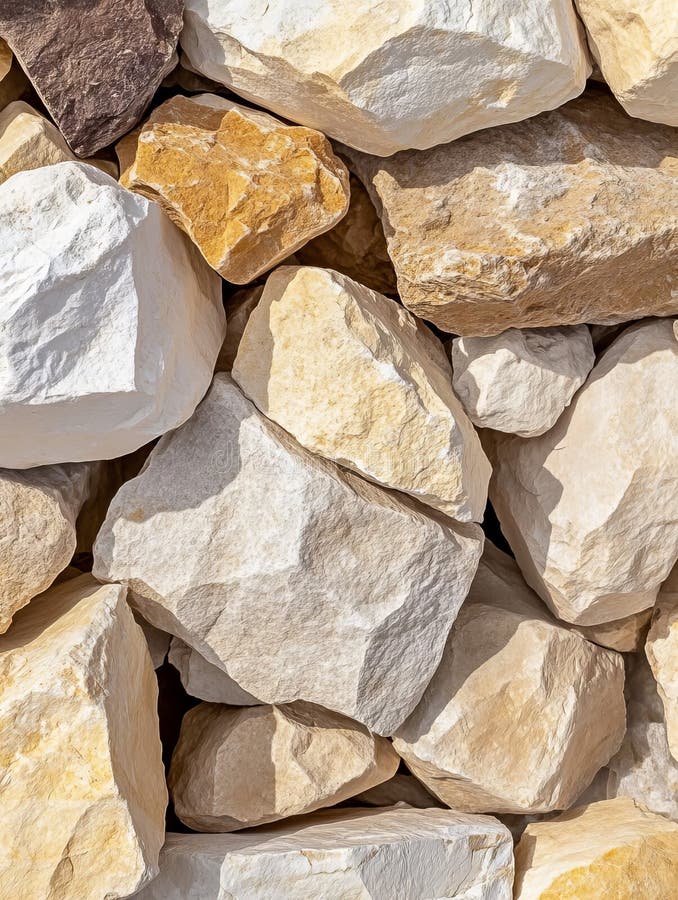 A Natural Stone Wall with Beige and Yellow Tones, Its Rough Texture ...
