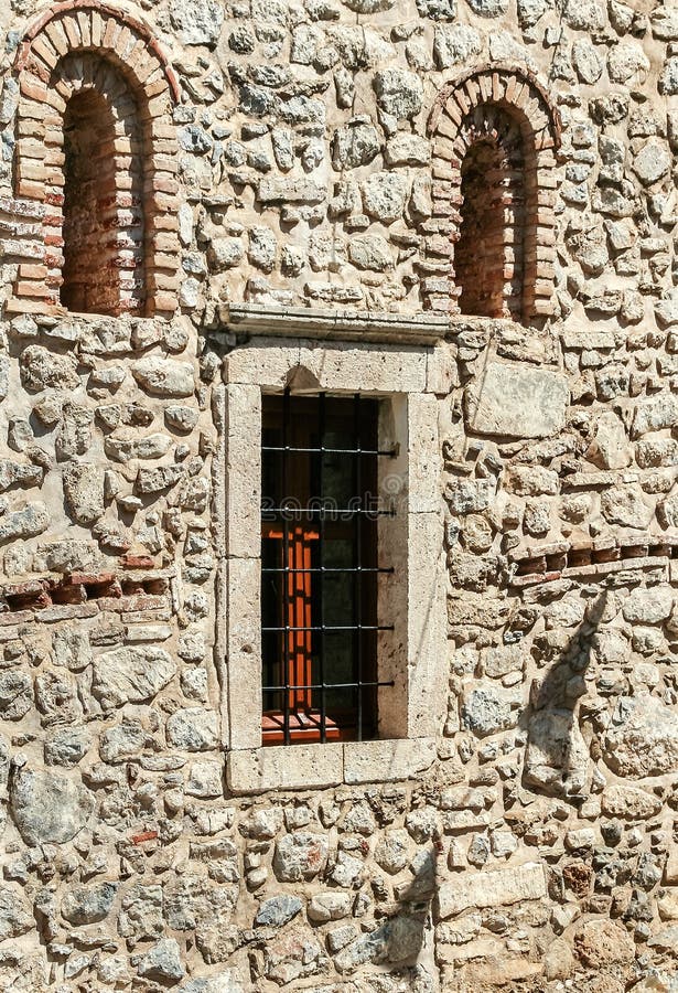 Natural Stone Wall of an Old Building Stock Photo - Image of ...