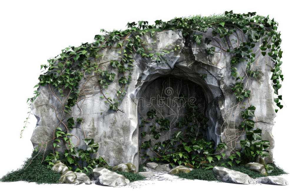 A Natural Stone Wall Overgrown with Vines and Rocks, Providing a Rustic ...
