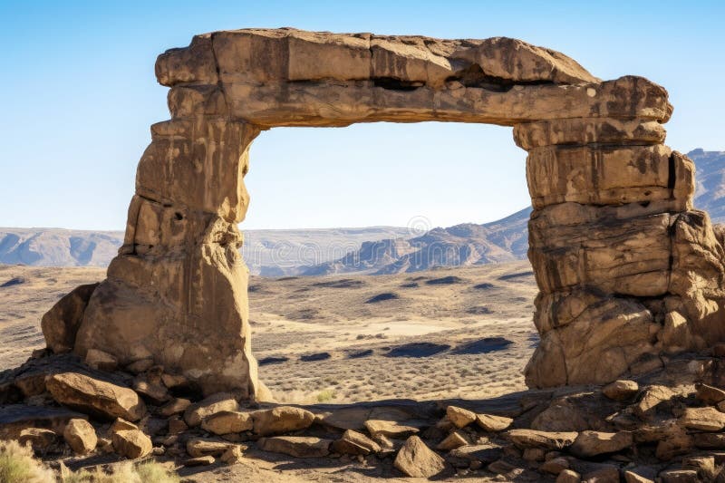 Natural Stone Window Formation Viewed from a Distance Stock Photo ...