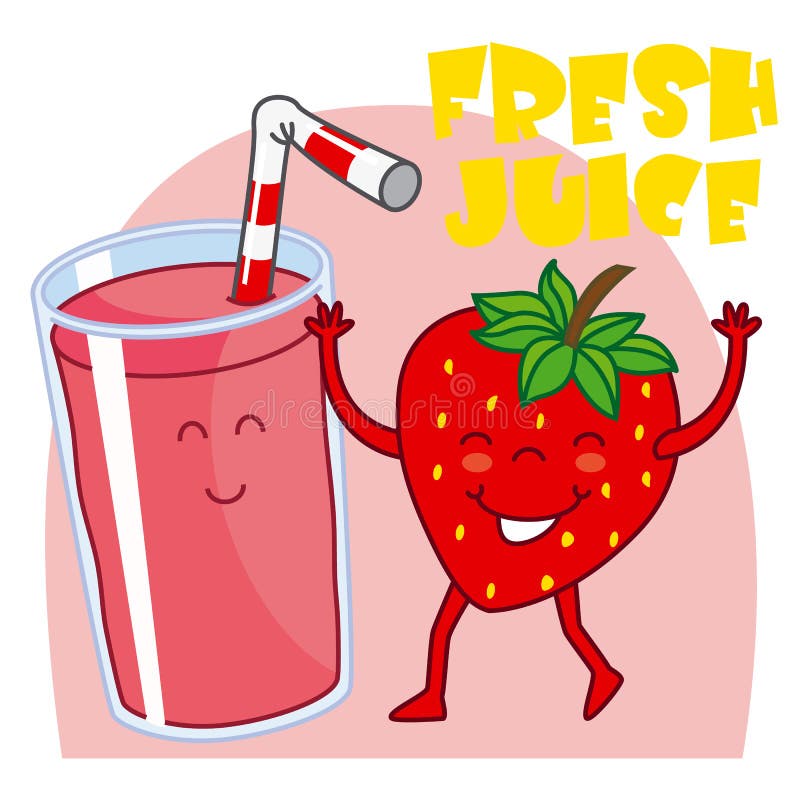 Strawberry juice stock vector. Illustration of glass - 60292162
