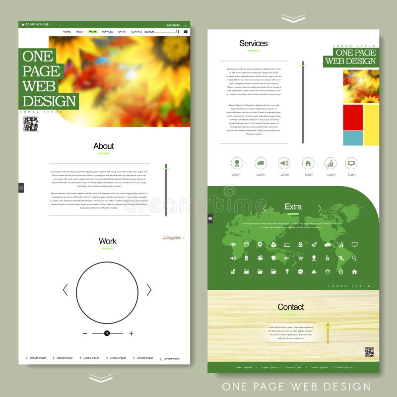 Notebook Style One Page Website Design Template Stock Vector ...