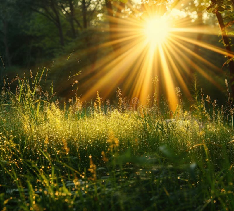 Natural Sun Rays Sun Light Moving Grass Stock Image - Image of greenery ...