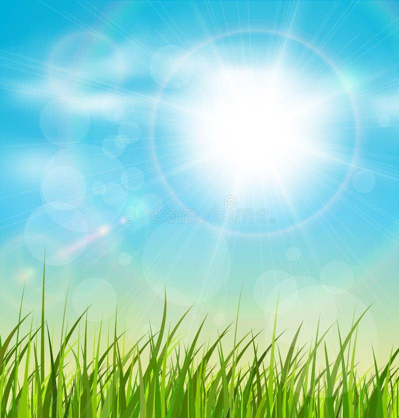 Sunny Background, Orange Sun with Lens Flare Stock Vector ...