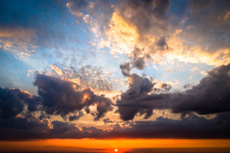 Natural Sunset Sunrise Over Forest. Stock Photo - Image of natural ...