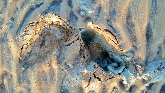 The Natural Surface Structure of Muddy Beach Sand. Stock Image - Image ...