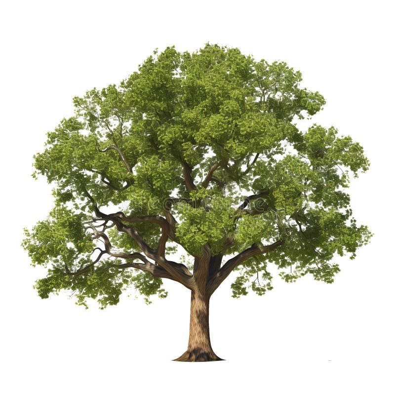 Natural Sycamore Tree on White Background Stock Illustration ...