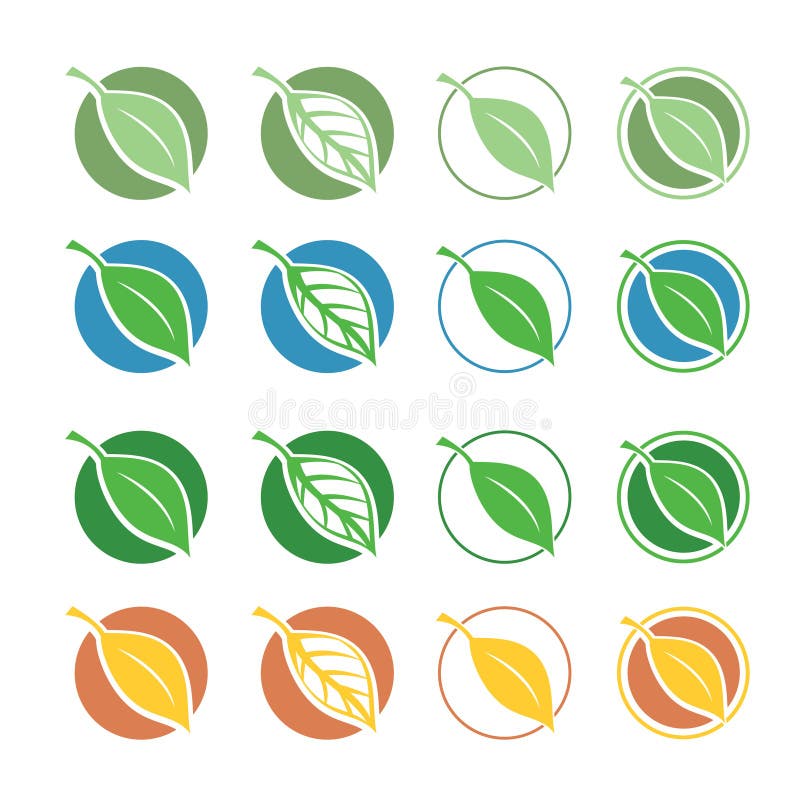 Natural Symbols with Leaf - Circular Nature Icon Stock Vector ...