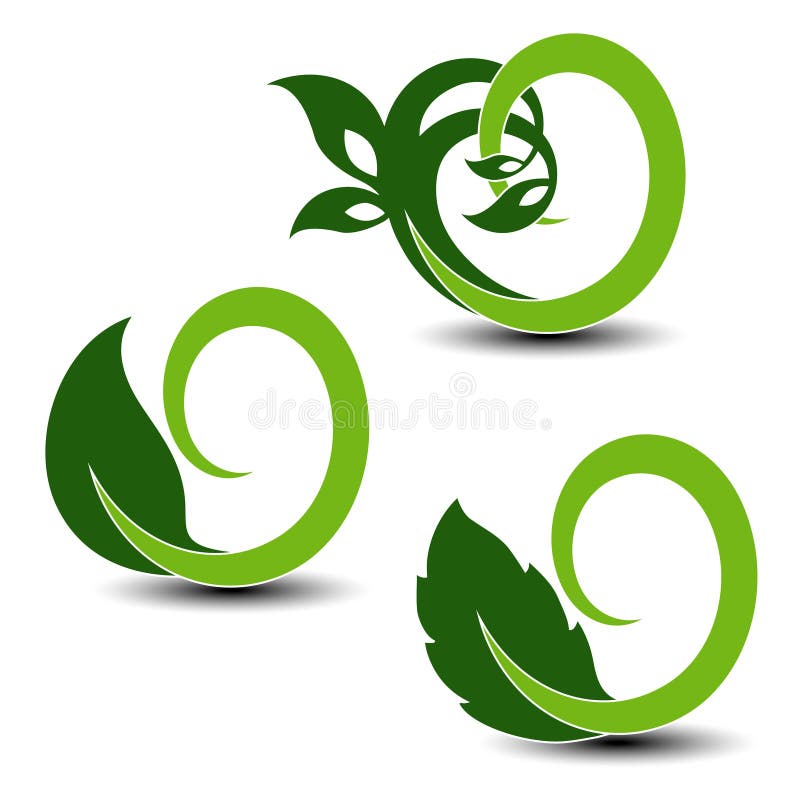 Natural Symbols, Nature Circular Elements with Leaf and Plant Stock ...