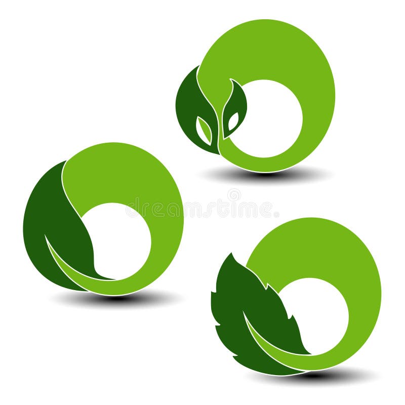 Natural Symbols, Nature Circular Elements with Leaf, Plant Stock Vector ...