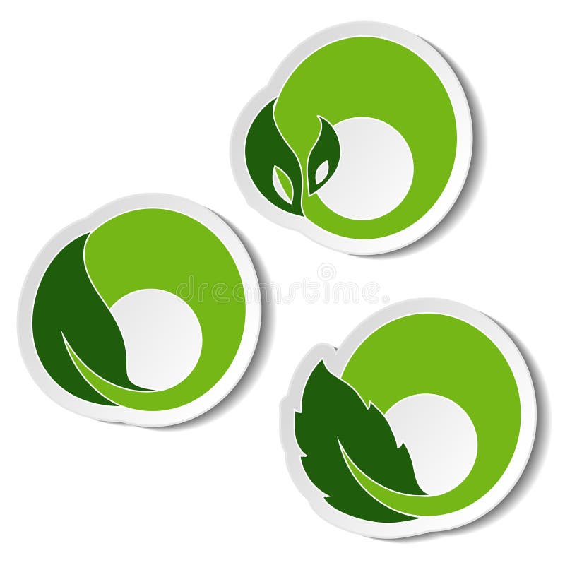 Natural Symbols, Nature Circular Elements with Leaf, Plant. Sticker on ...