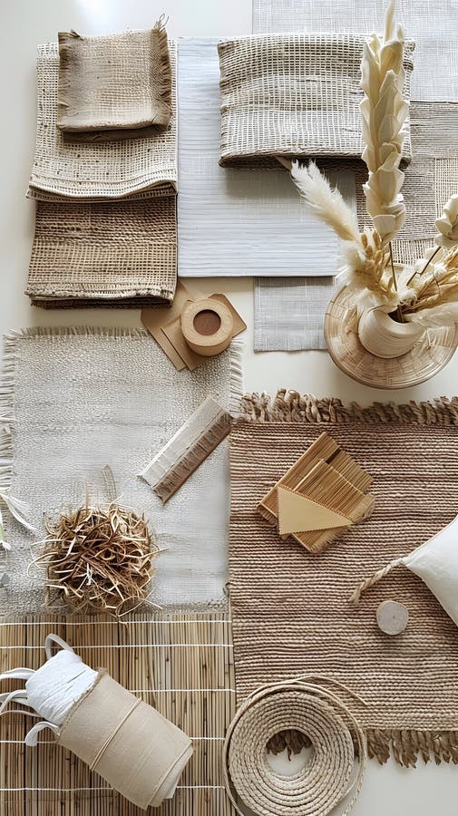 Natural Textiles and Decorative Elements for Home Interior Design Stock ...