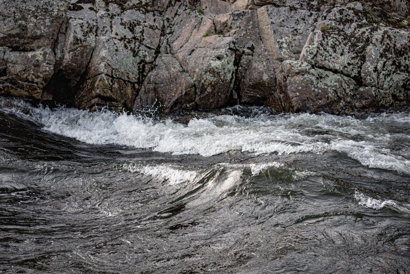 Natural Texture of Foamed Water Surface Breaking Against Mountain Rocks ...