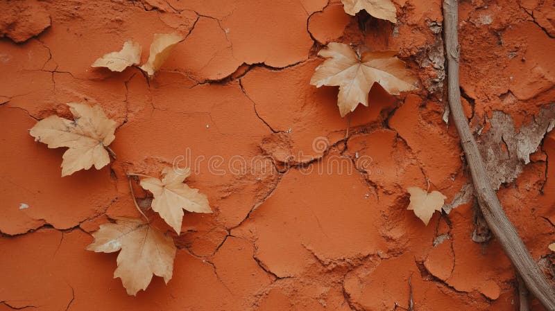 Natural Texture of Mud Wall with Hanging Dry Leaves for Rustic Design ...