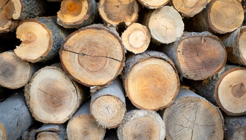 Natural Texture and Patterns: Close-Up of Stacked Tree Logs. an Orderly ...