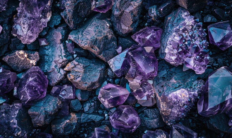 Natural Texture of Raw Amethyst Gemstones Stock Photo - Image of ...